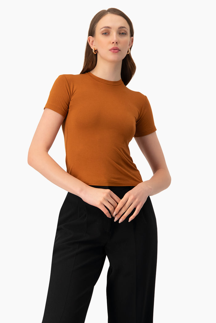 Playera Básica Café Manga Corta - Estilo Casual