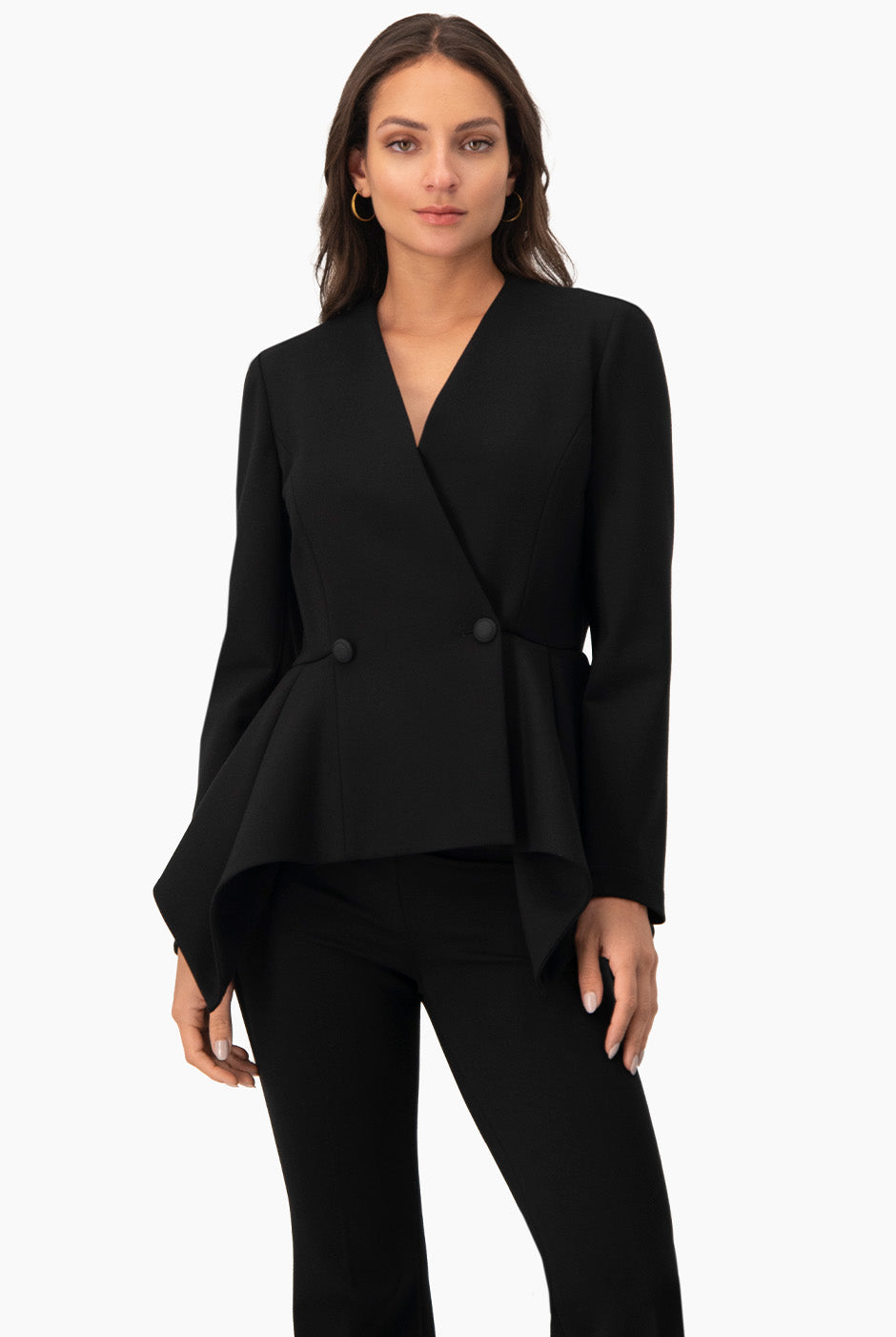 Saco Peplum Negro Elegante para Mujer - Ivonne