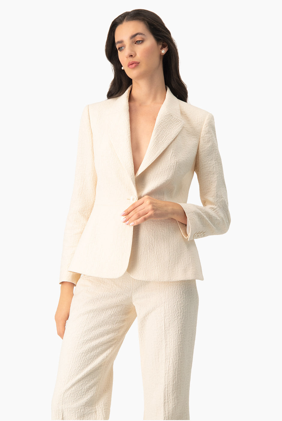 Saco Blazer Natural Elegante con Botón Frontal