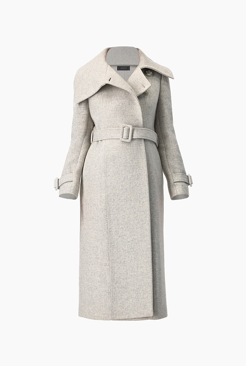 Abrigo Cruzado Gris con Cinturón - Elegancia y Estilo