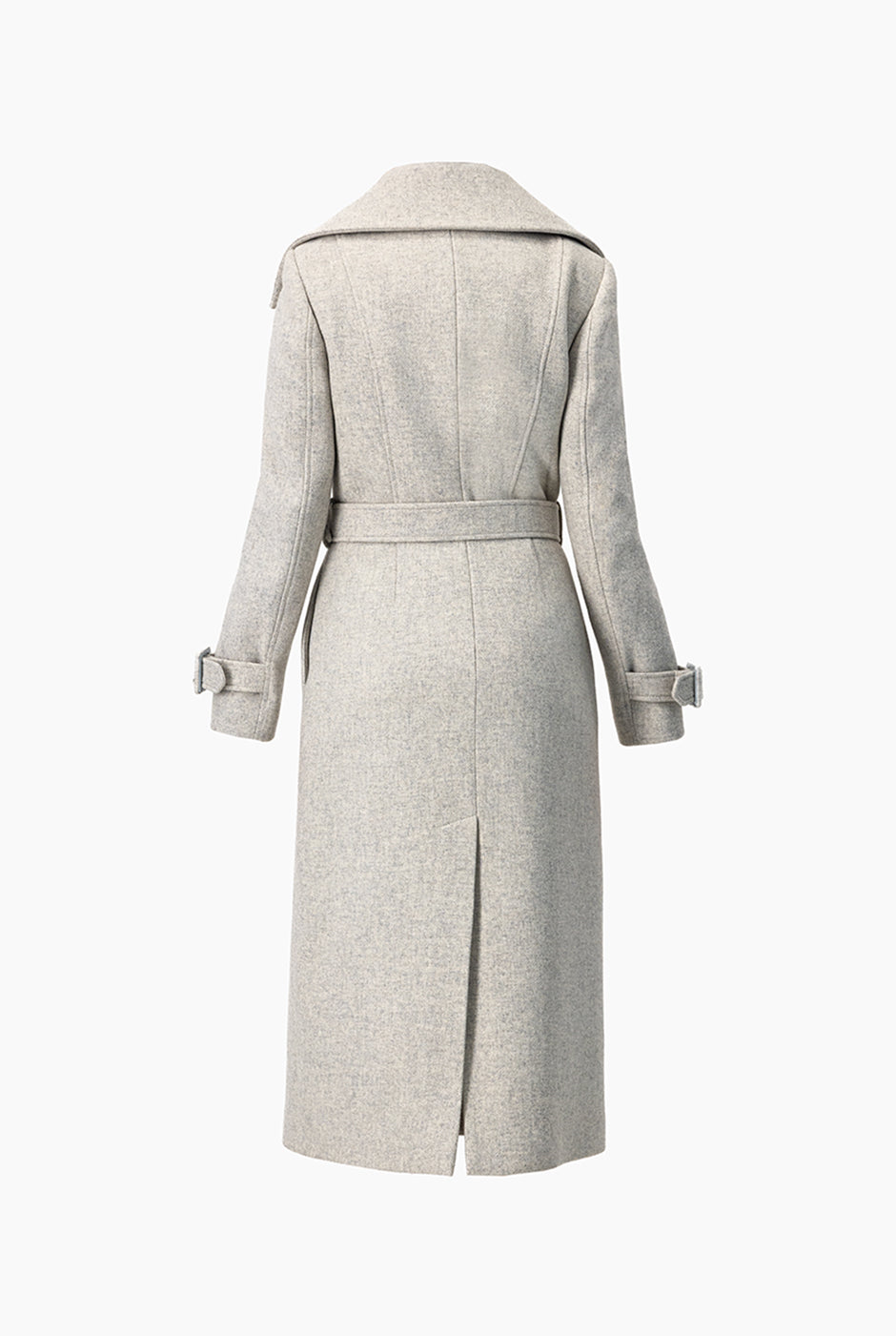 Abrigo Cruzado Gris con Cinturón - Elegancia y Estilo